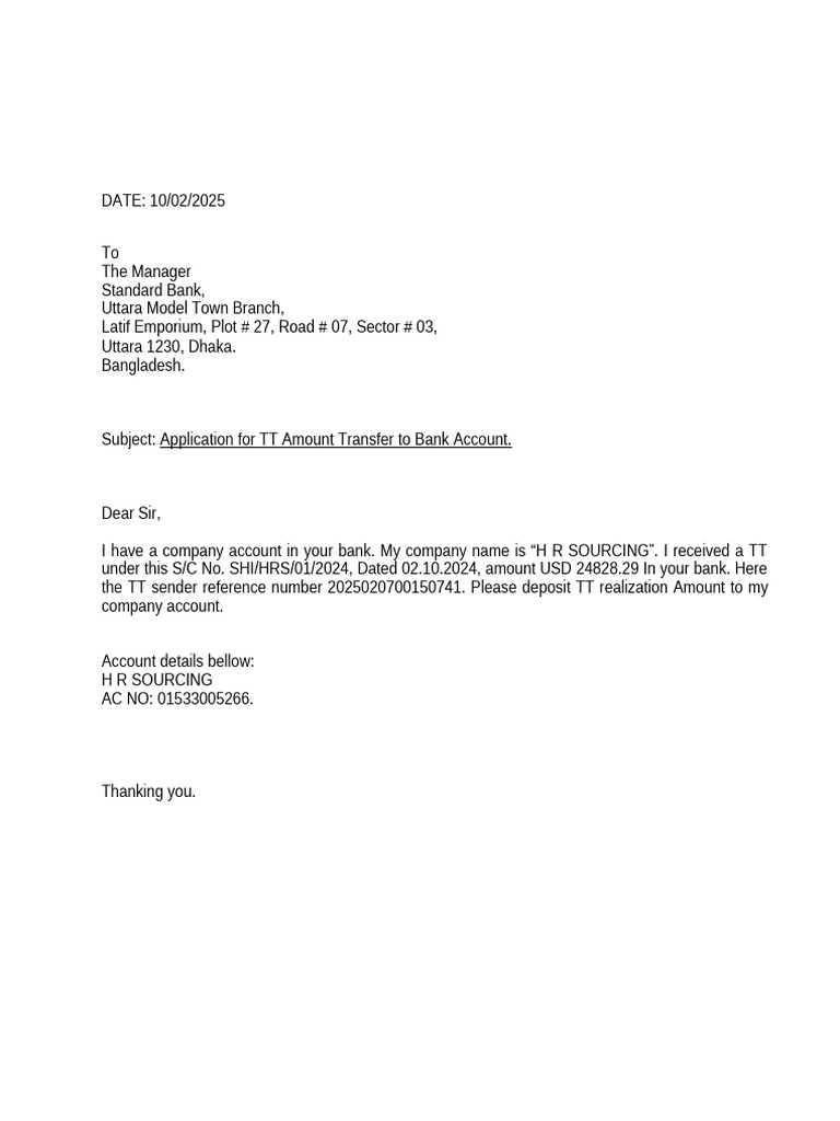 TT Transfer Application of 3RD TT | PDF