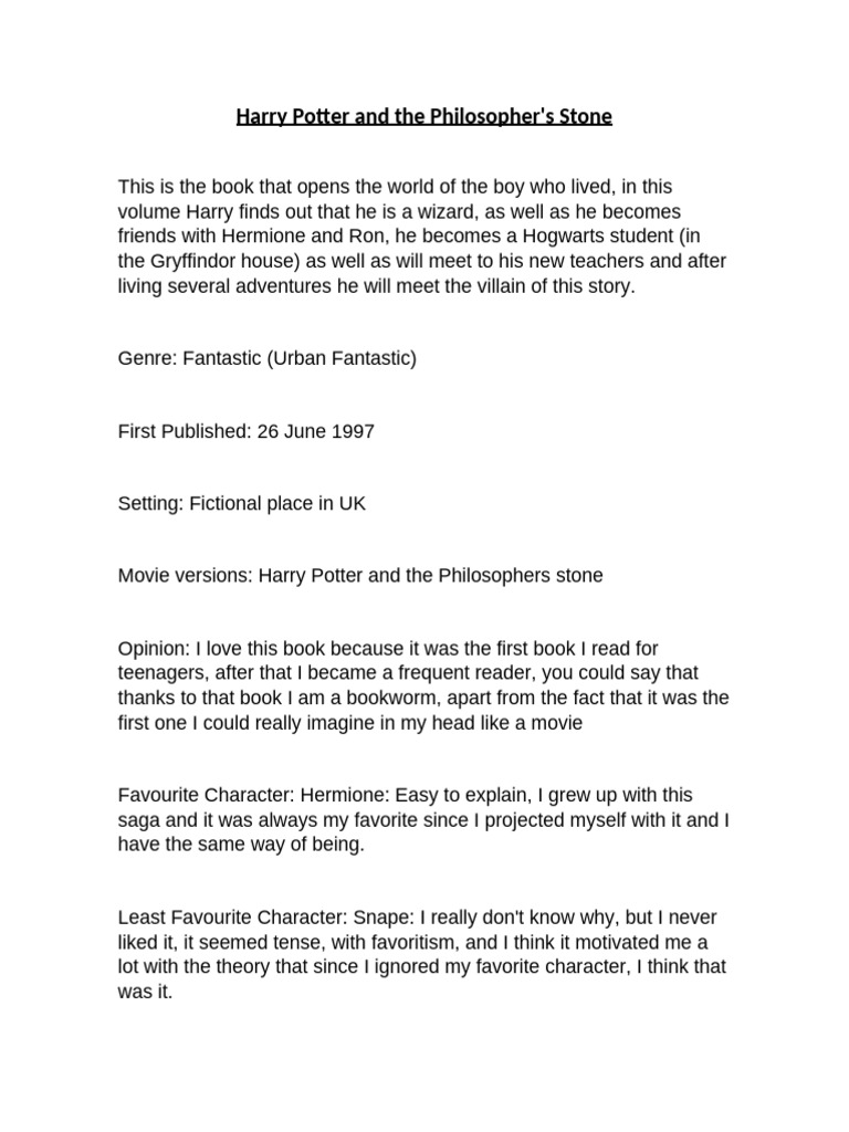 Harry Potter and the Philosopher Stone | PDF