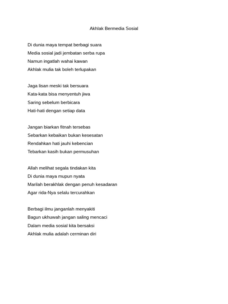 Puisi Religi Tema Bijak Bermedsos | PDF