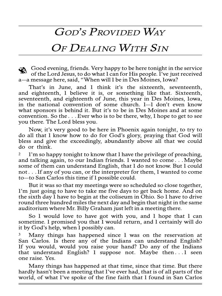 54-0305 Gods Provided Way of Dealing With Sin VGR | PDF | Baptism | Jesus