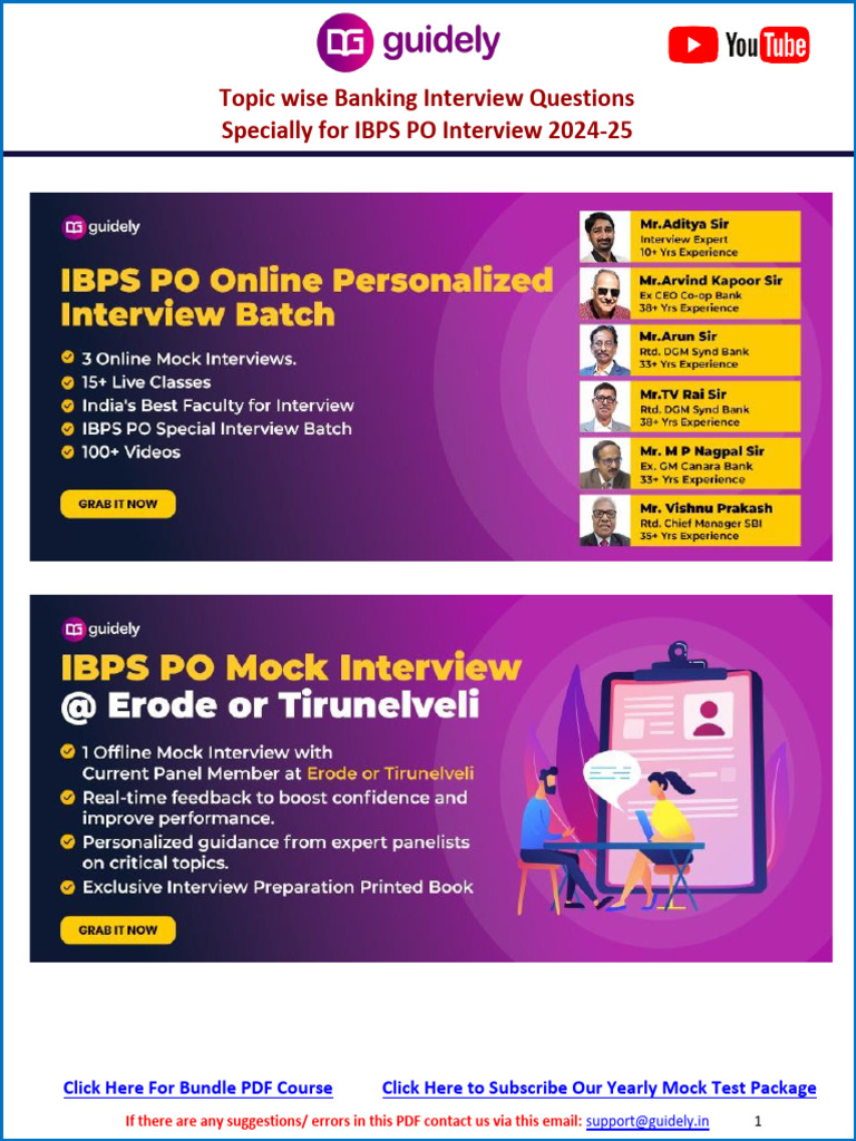 IBPS PO Interview Questions on RBI | PDF | Reserve Bank Of India | Banks
