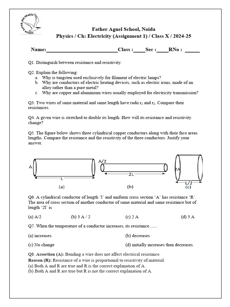 Class 10 Electricity Assignment | PDF | Electrical Resistivity And ...