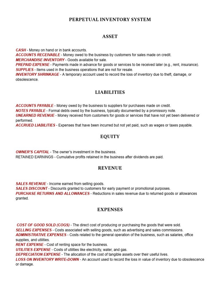 Perpetual Inventory System Overview | PDF | Expense | Debits And Credits