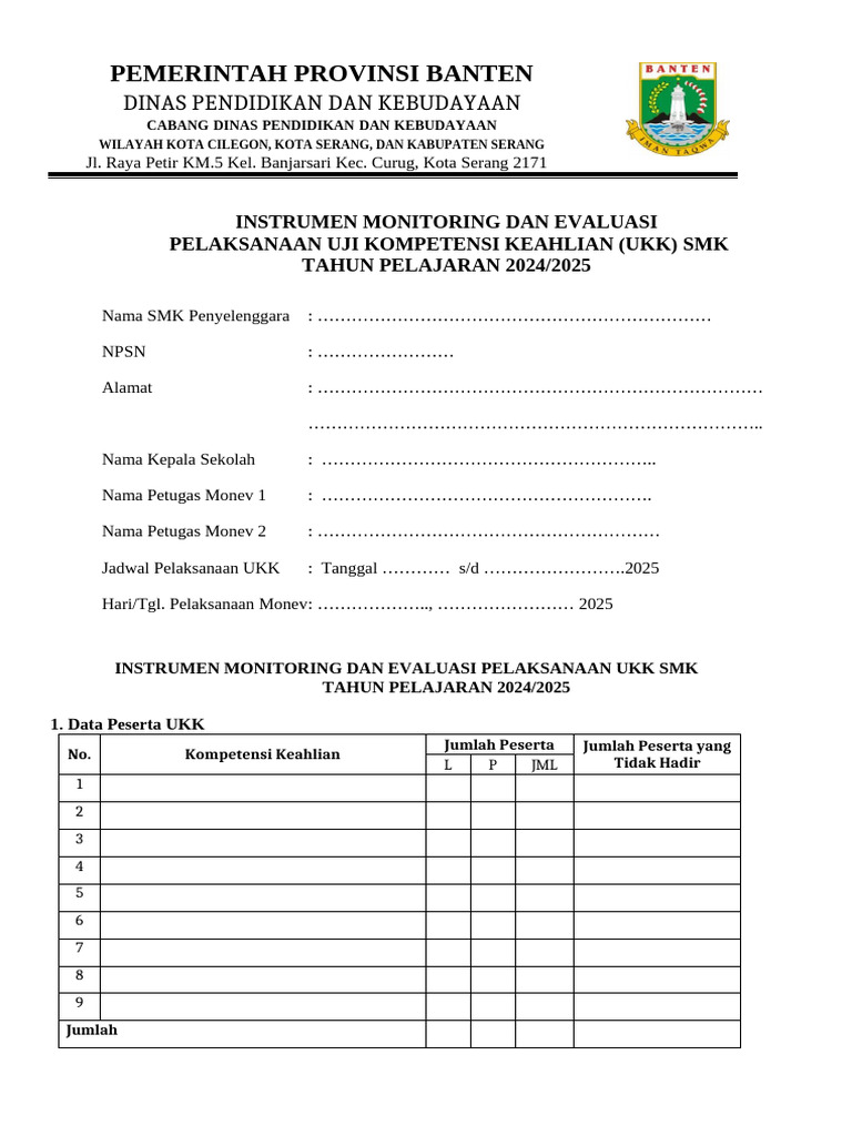 Instrumen Monev Ukk 2025 | PDF