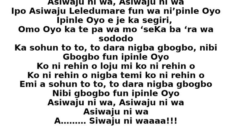 Oyo State Anthem | PDF