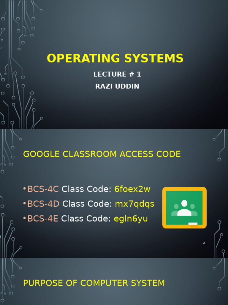 Operating Systems Lecture # 1 | PDF | Operating System | Process (Computing)