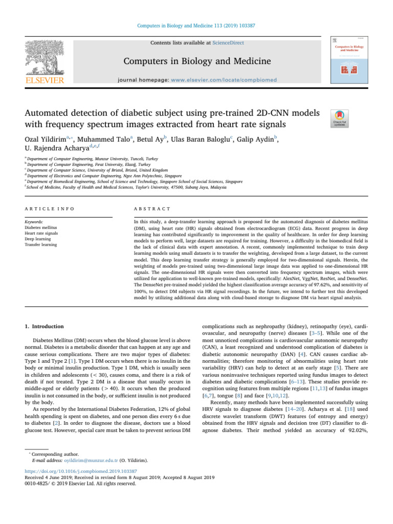 Diabetic Detection via 2D-CNN and HR Signals | PDF | Deep Learning ...