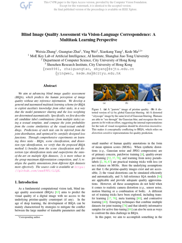 Zhang Blind Image Quality Assessment Via Vision-Language Correspondence A Multitask Learning ...