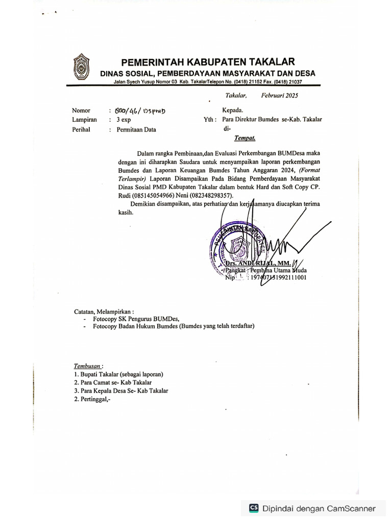 Permintaan Data Bumdes | PDF