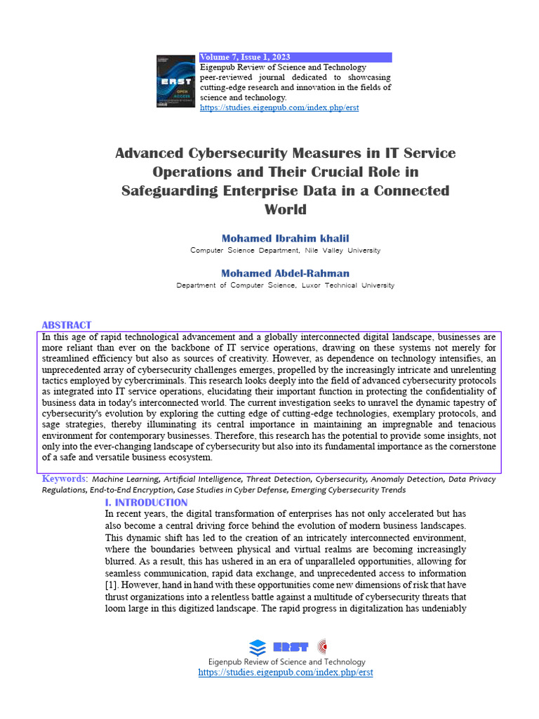 Advanced Cybersecurity Measures in IT Service Operations and Their Crucial Role in Safeguar[1 ...