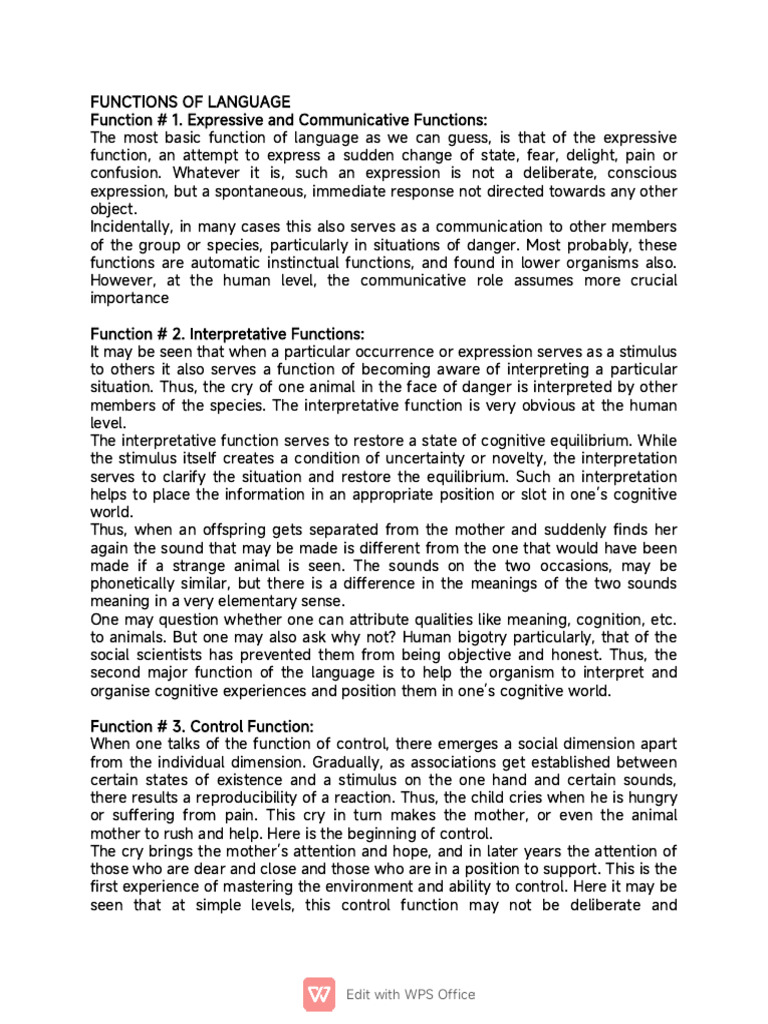 Functions of Language | PDF | Self Concept | Identity (Social Science)