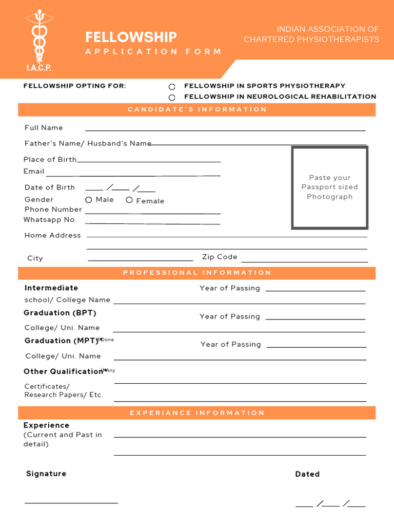 Fellowship Application for Chartered Physiotherapists | PDF ...
