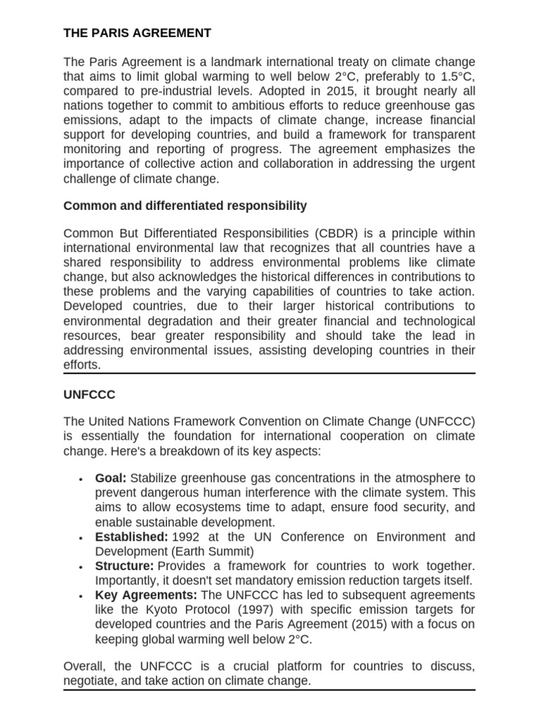 The Paris Agreement | PDF | United Nations Framework Convention On ...