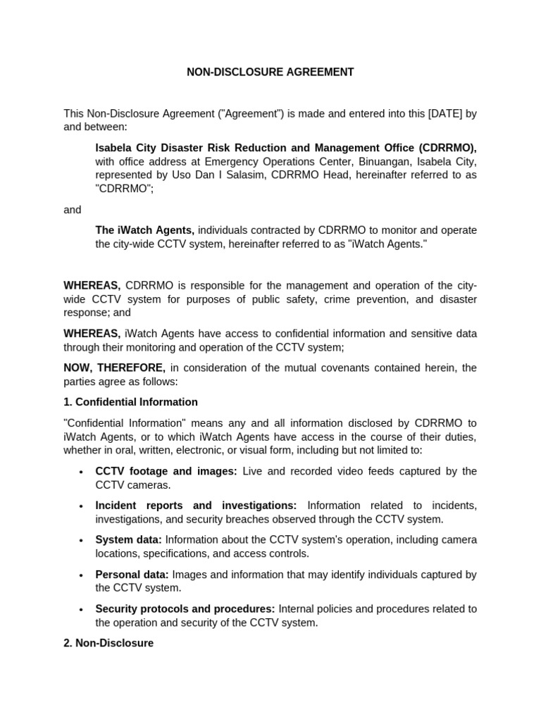 Isabela City Non-Disclosure Agreement | PDF | Legal Remedy | Closed ...