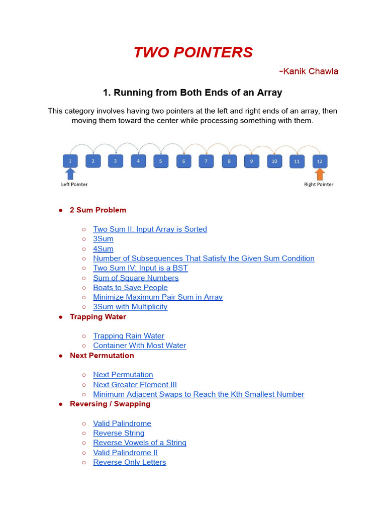 Two Pointer Techniques in Algorithms | PDF | String (Computer Science ...