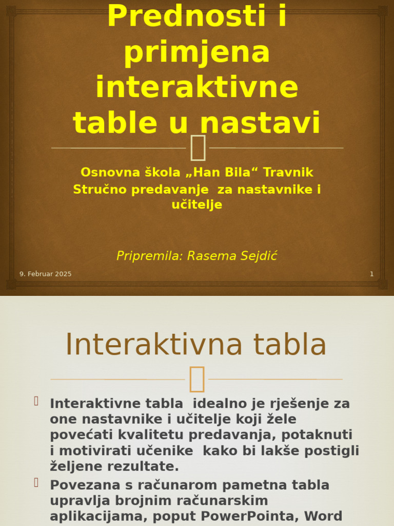 Prednosti I Primjena Interaktivne Table U Nastavi | PDF