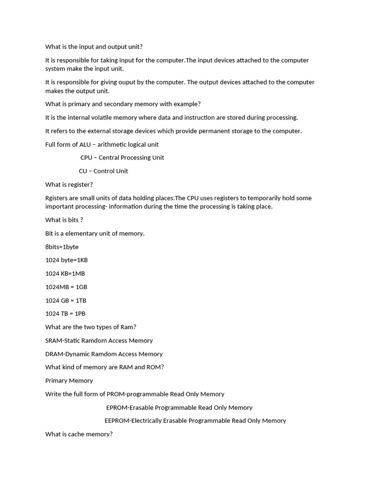 Input and Output Units in Computing | PDF