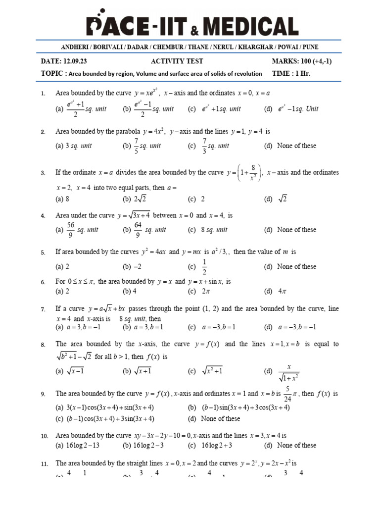 Definite Integral_area Bounded by Region, Volume and Surface Area of ...