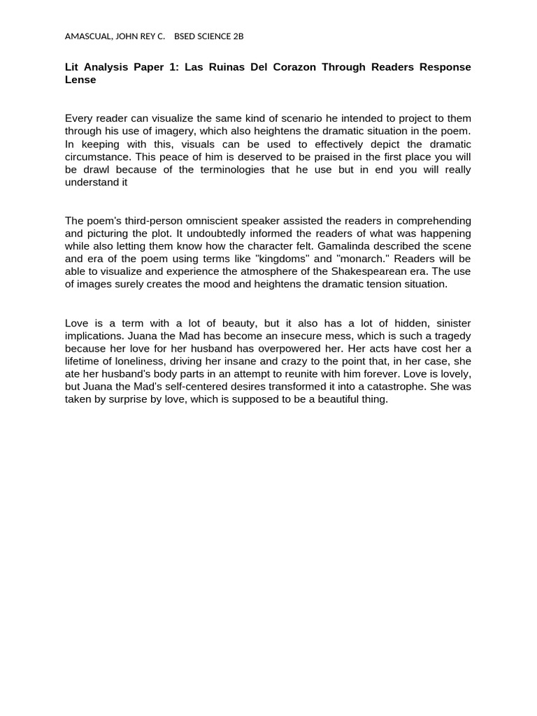 Lit Analysis Paper 1 | PDF
