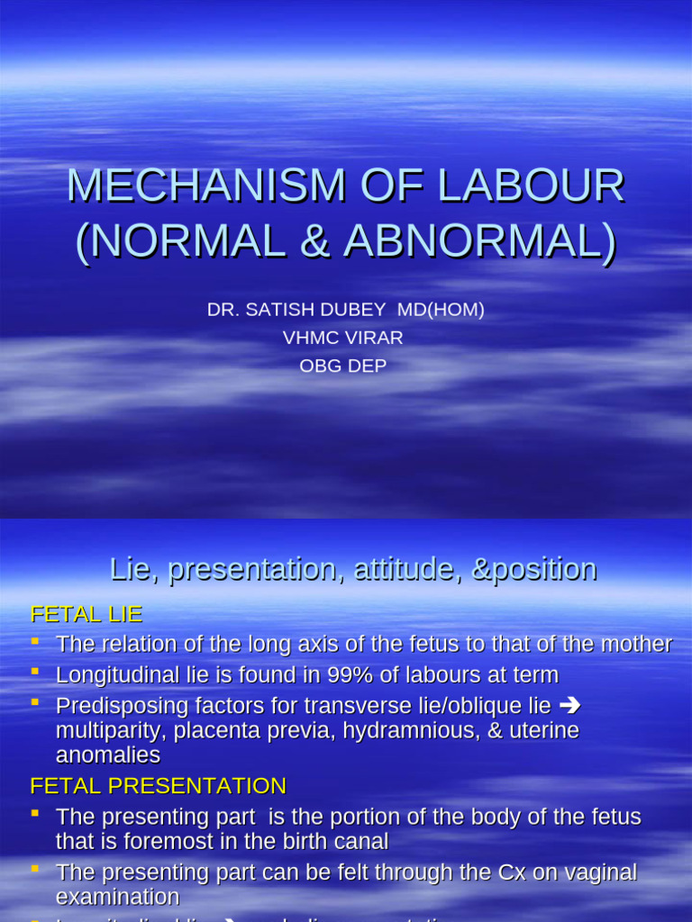 MECHANISM OF LABOUR (NORMAL and ABNORMAL) | PDF | Pelvis | Anatomical ...