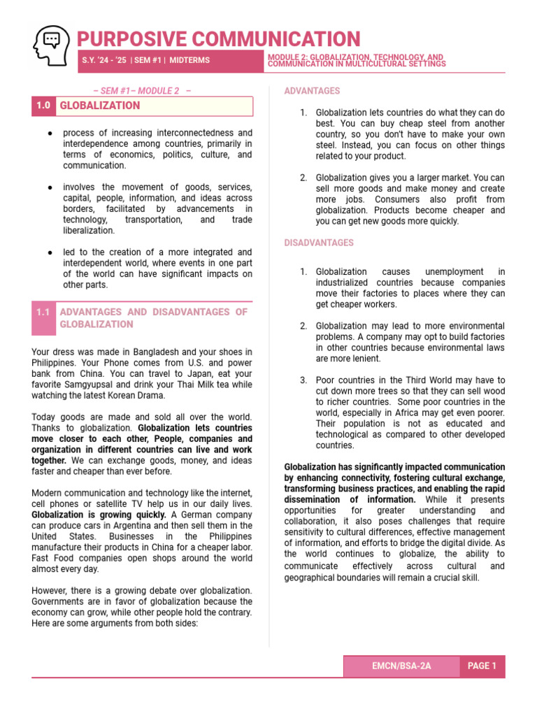 Pcom 20 - 20midterms 20 - 20module 202 | PDF | Communication | Globalization