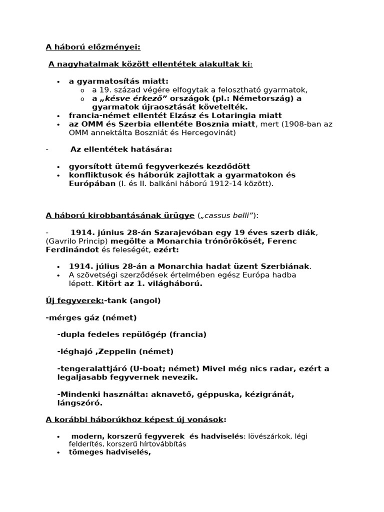 A Háború Előzményei | PDF