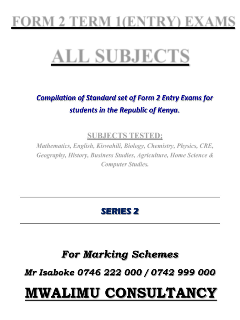 Kenyan Form 2 Exam Compilation | PDF | Chemistry | Physical Sciences