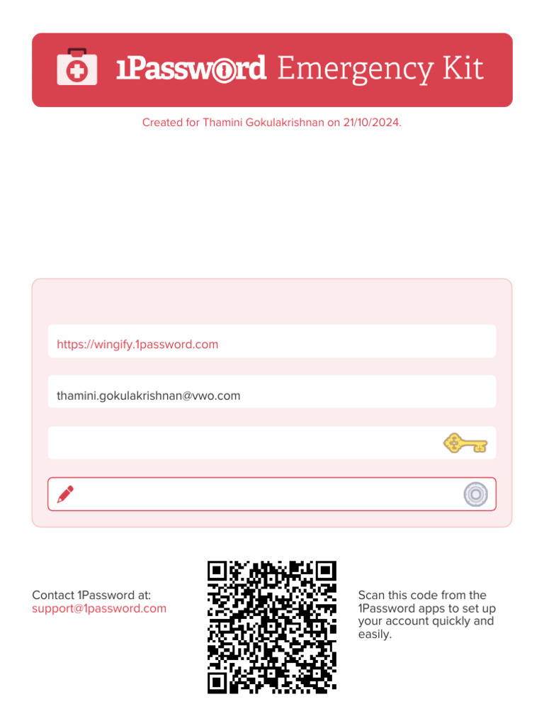 1password Emergency Kit A3-LNCBFQ-wingify | PDF