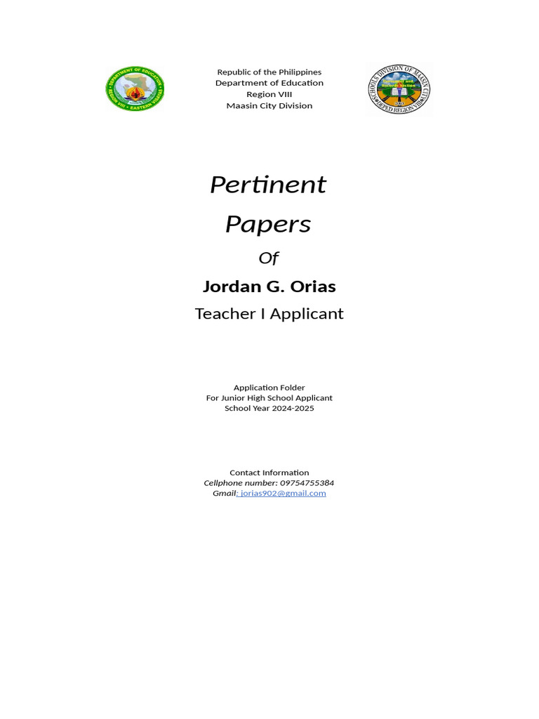 Pertinent Papers Department of Education | PDF