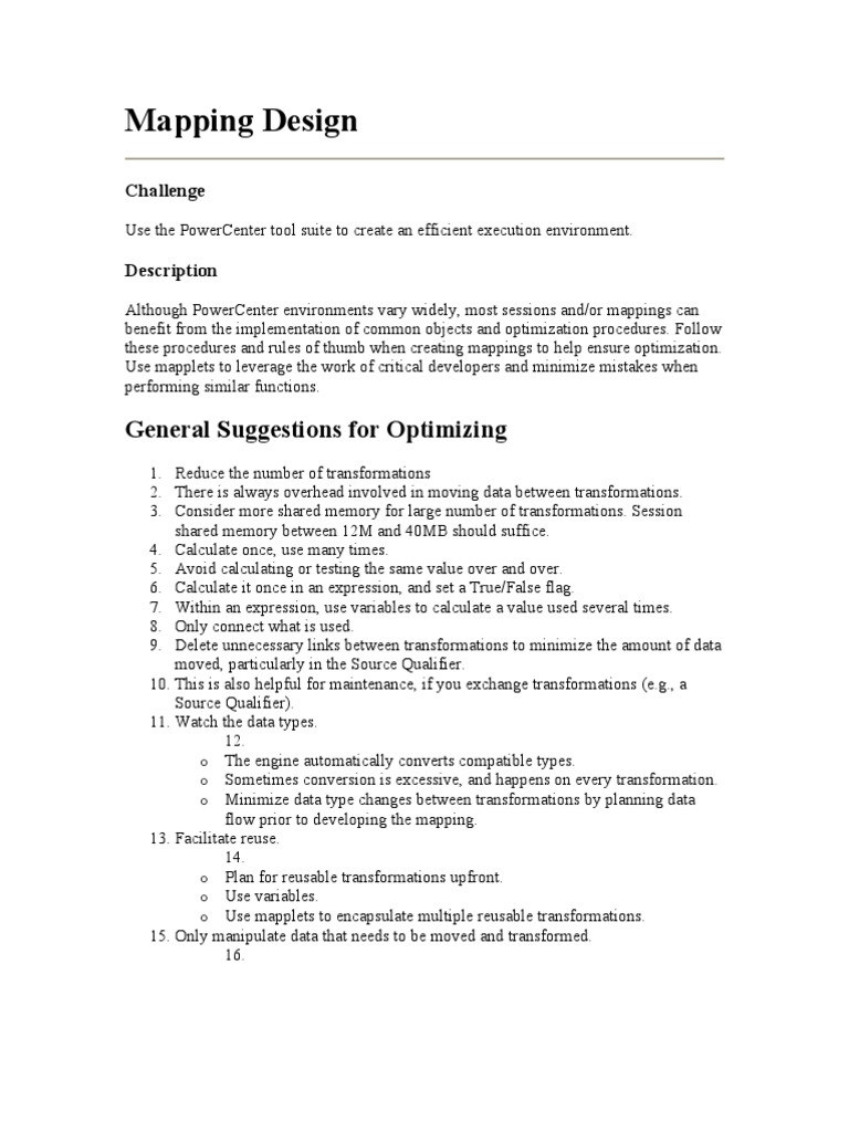 PowerCenter Mapping Optimization Guide | PDF | Cache (Computing) | Cpu ...