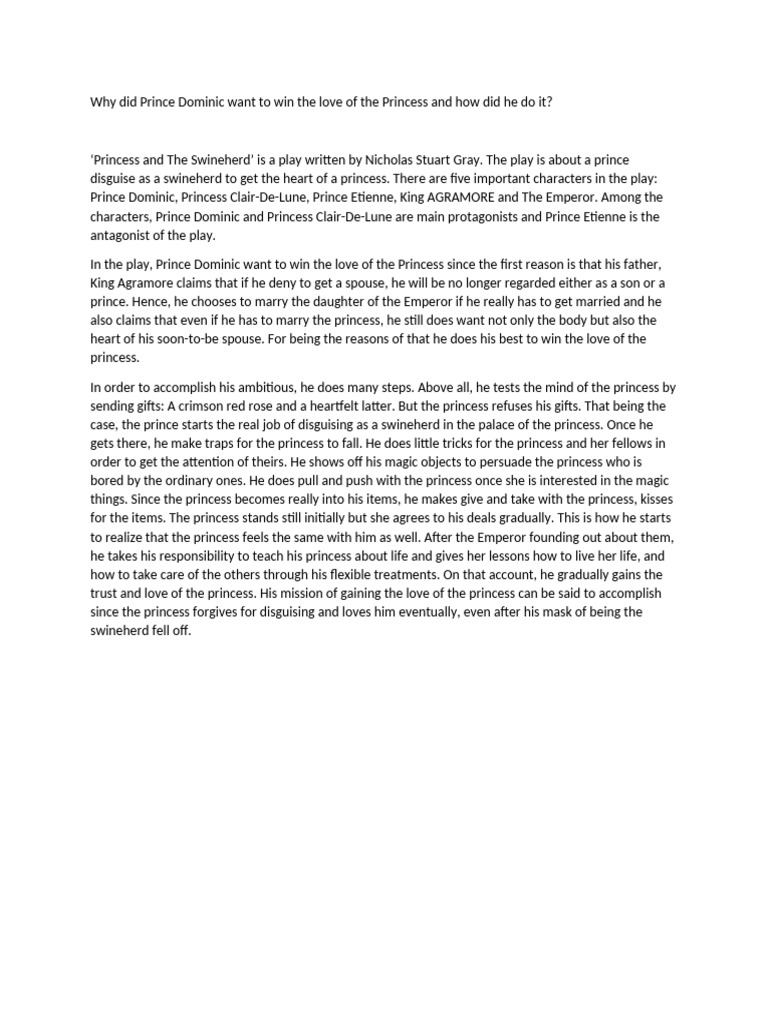 Prince Dominic's Quest for Love | PDF