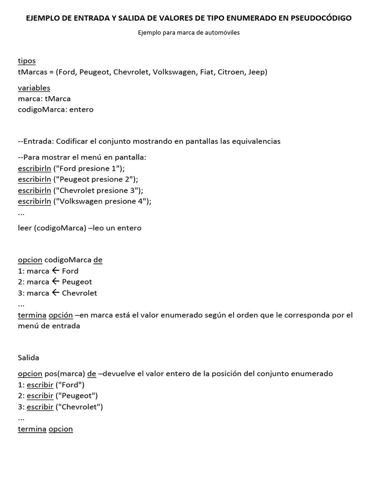 C1 - Enumerados Lectura y Escritura | PDF