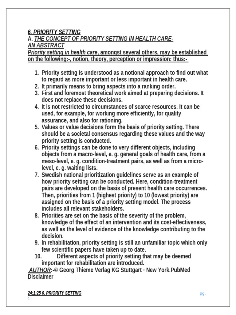 Health Priority Setting 090623 Pdf Knowledge Health Care