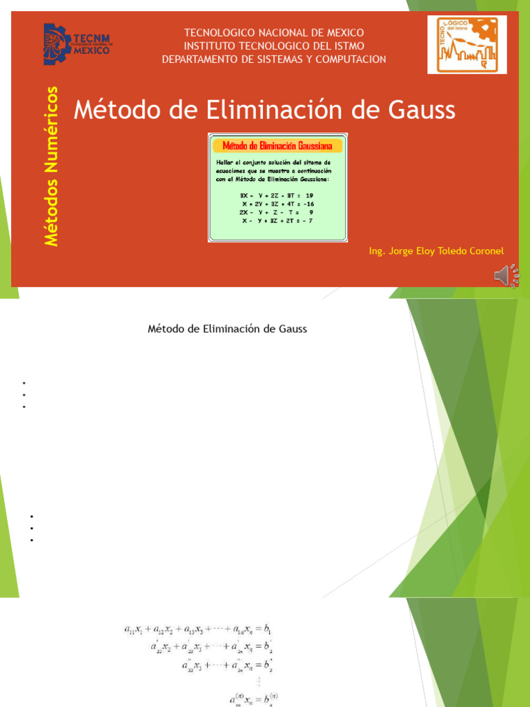 Método de Eliminacion de Gauss (1) | PDF | Algoritmos | Ecuaciones