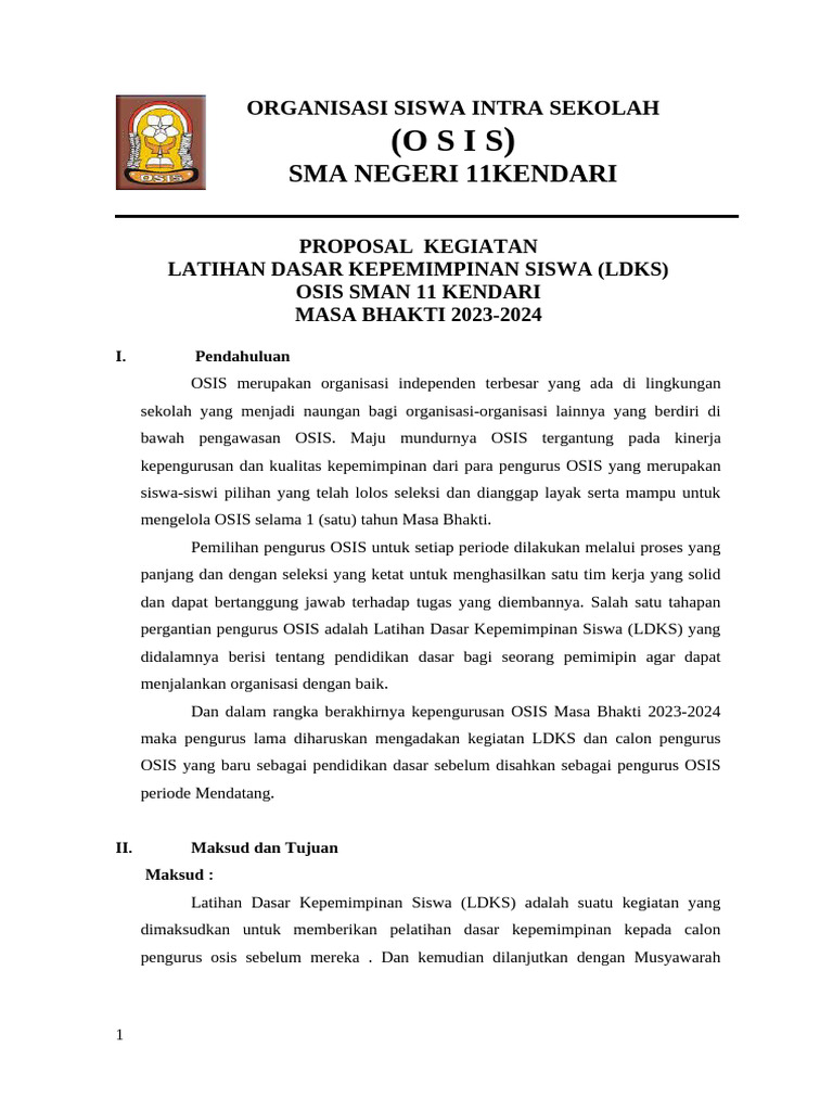 Proposal Ldks Osis 2025 2026 | PDF