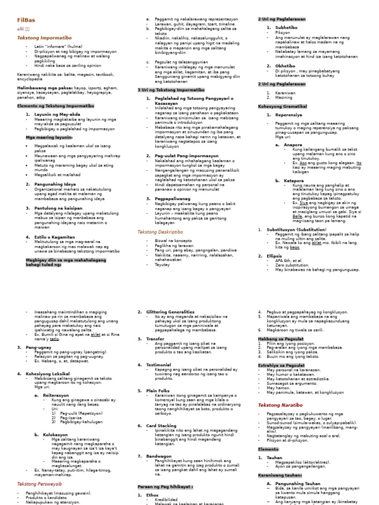 FilBas Midterms Reviewer | PDF