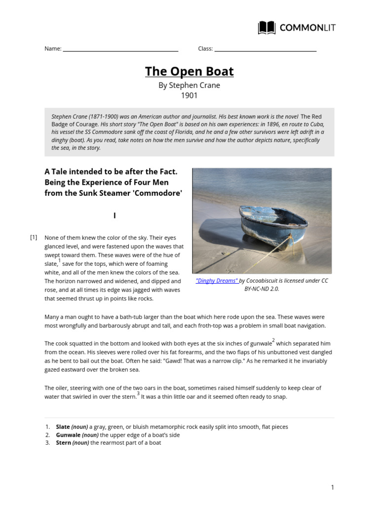 The Open Boat Teacher 12 | PDF