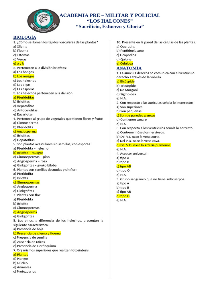 IV SIMULACRO CON CLAVES | PDF | Plantas | Ventrículo (corazón)