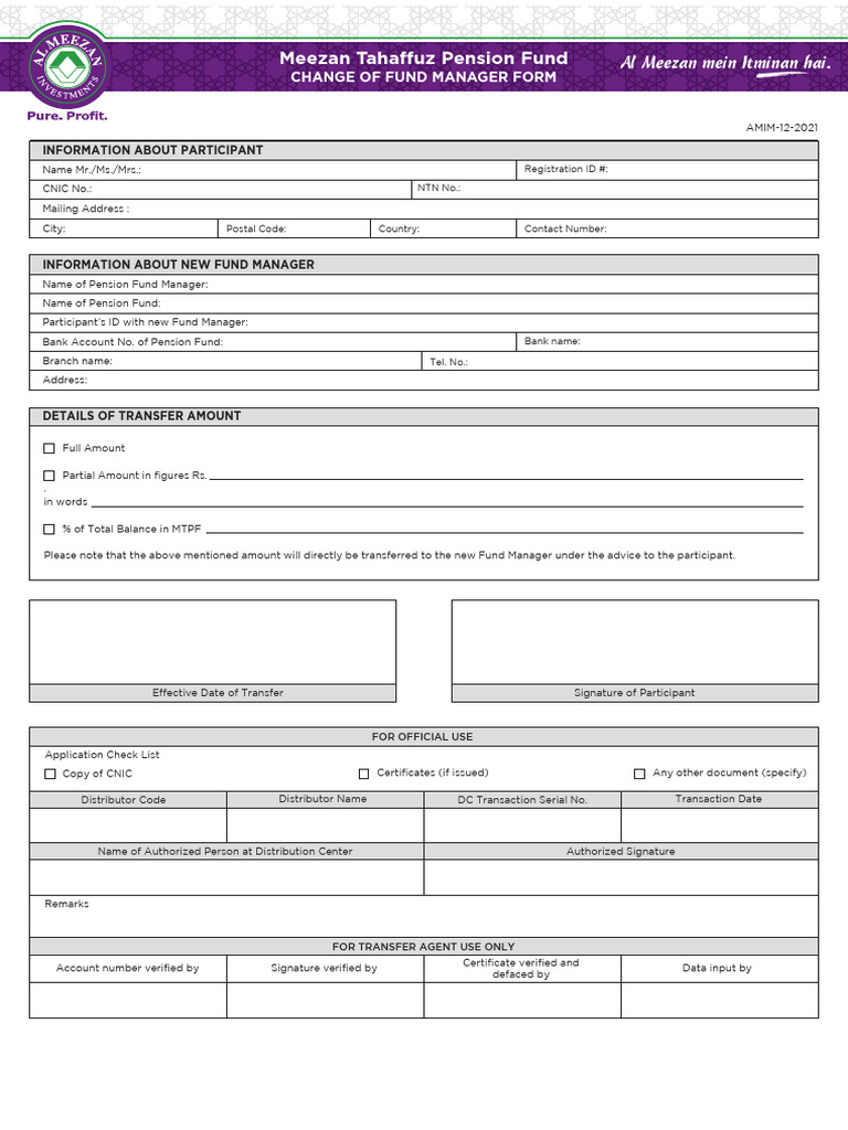 MTPF Fund Transfer Application Form | PDF