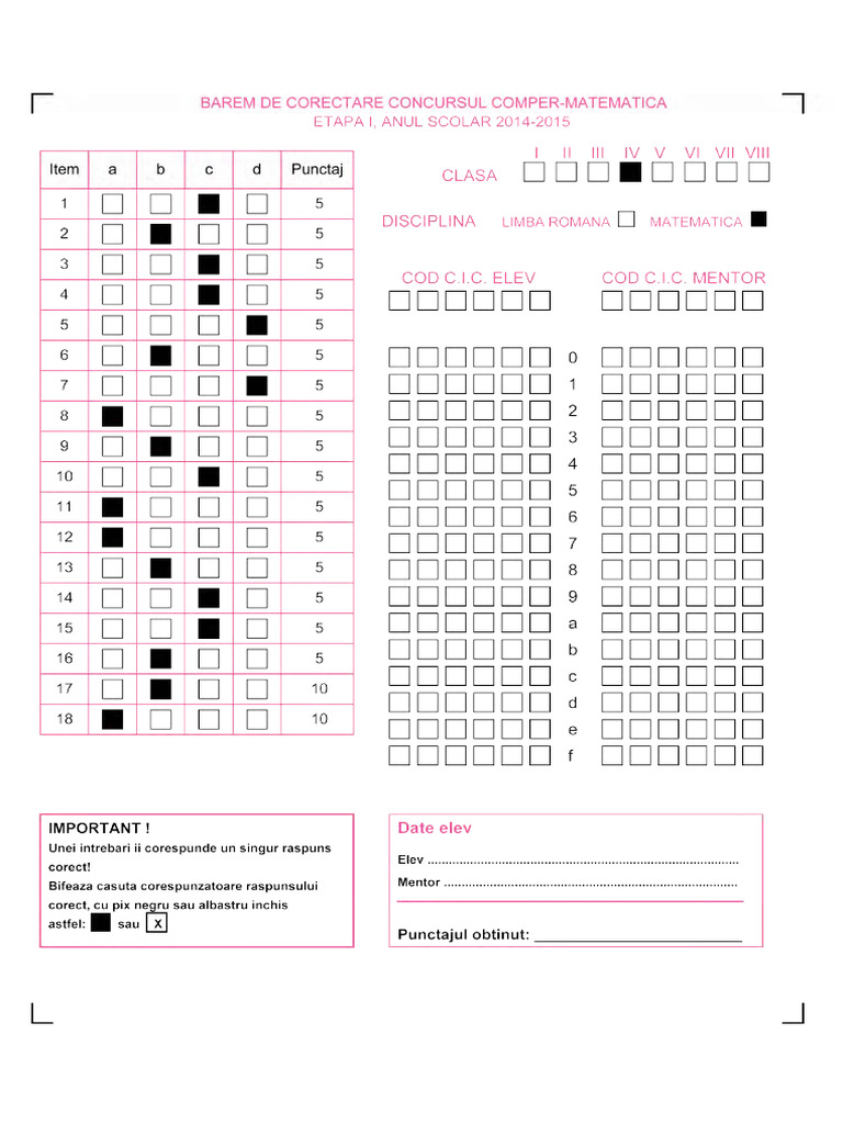 BAREM Matematica EtapaI 2014 2015 Clasa A 4 A PDF | PDF