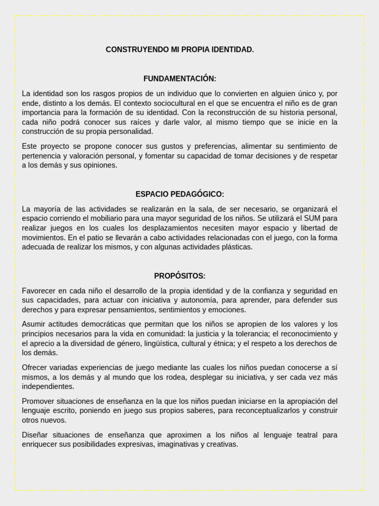 Desarrollo de la Identidad Infantil | PDF | Enseñando