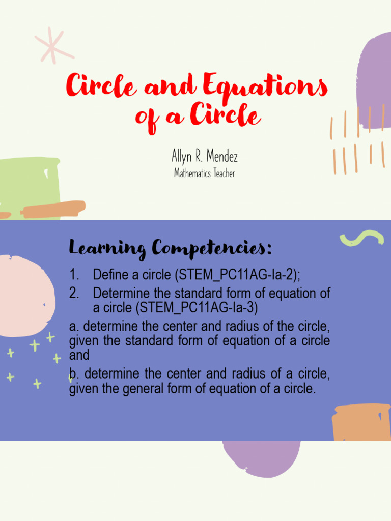 Circles and Equations of Circle - For Students | PDF | Circle ...