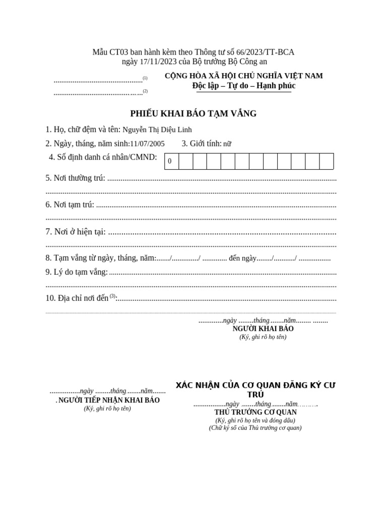 Mẫu CT03 | PDF