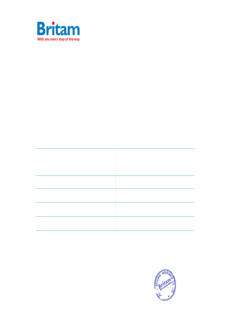 Vincent Britam Medical Insurance Cover - Attachment | PDF