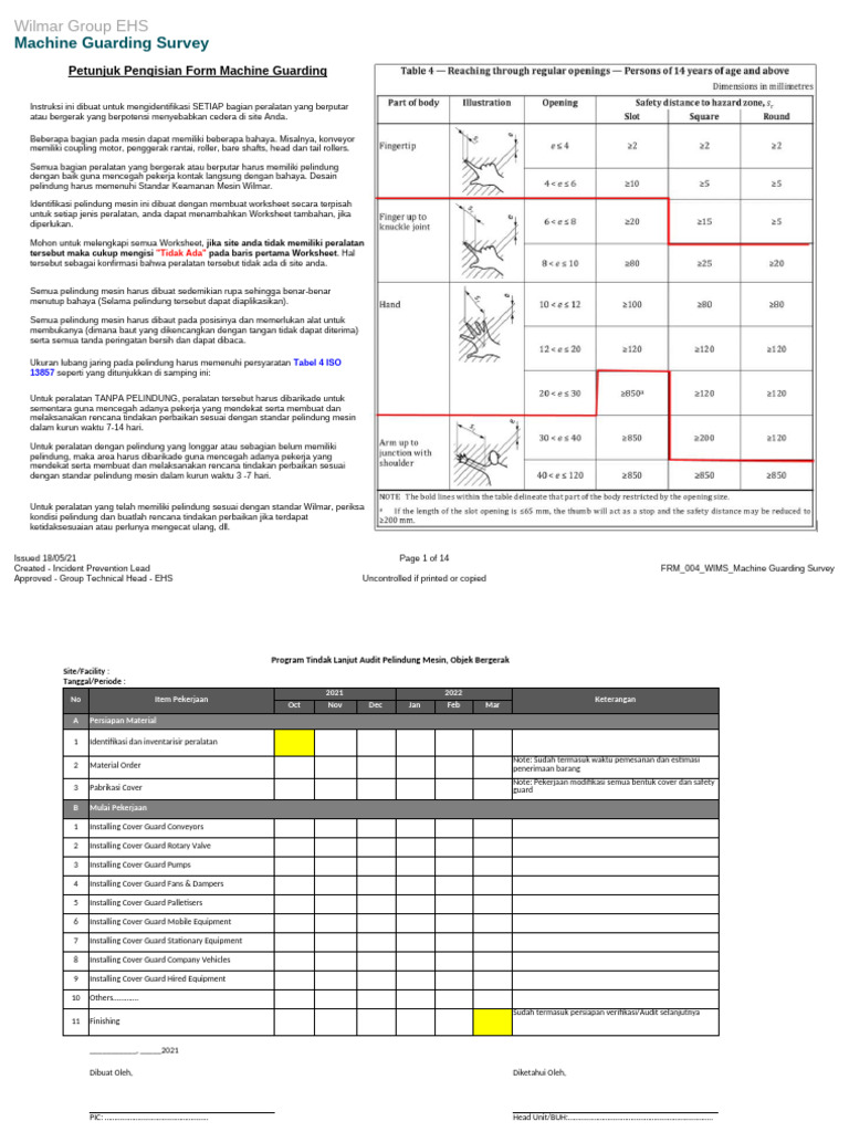 FRM - 004 - WIMS - Machine Guarding Survey - ID - Rev1 | PDF