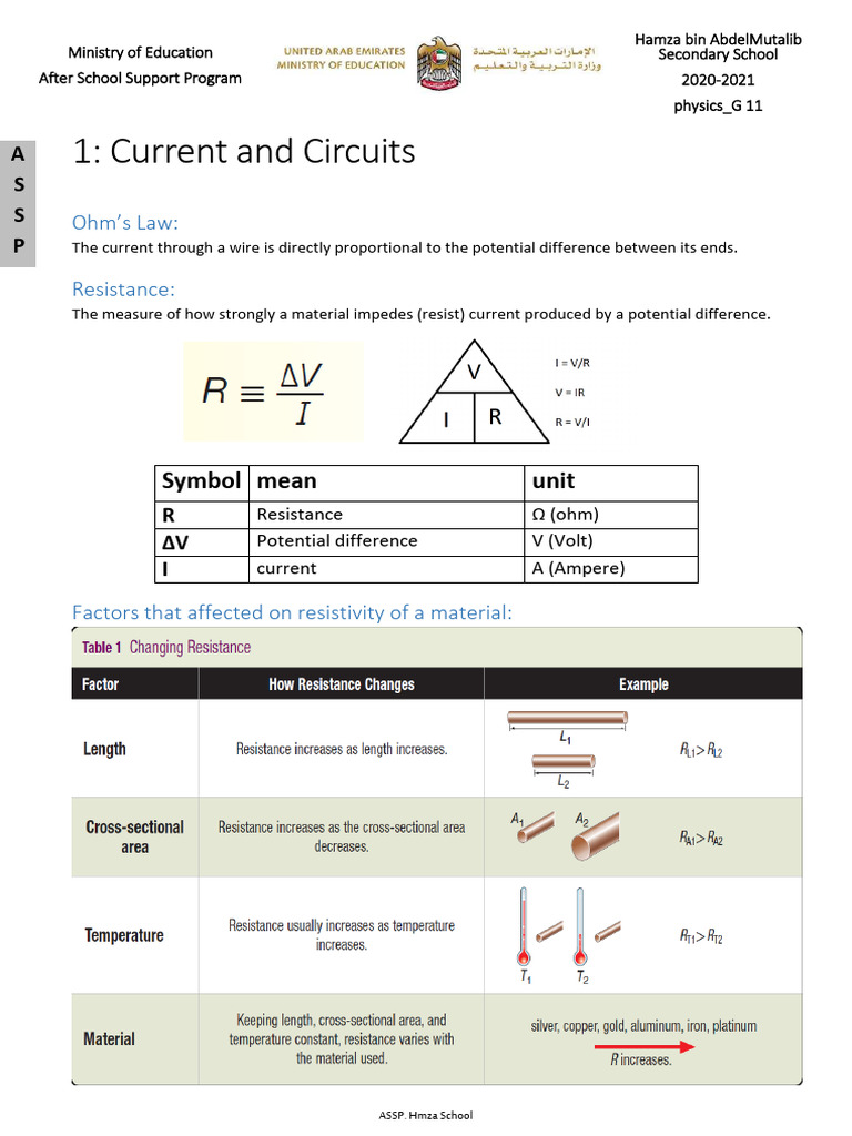 Physics Current and Circuits Guide | PDF | Electric Current | Voltage