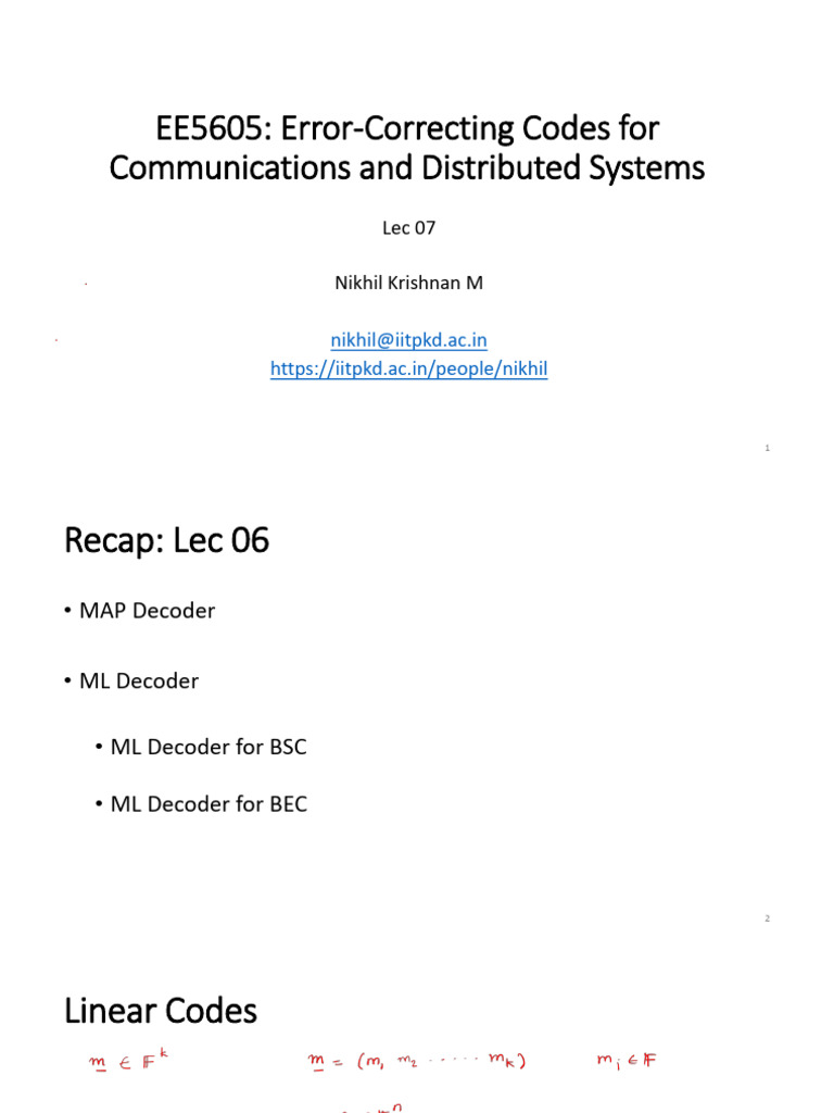 EE5605 ECC For Comm Distr Systems Lec07 | PDF