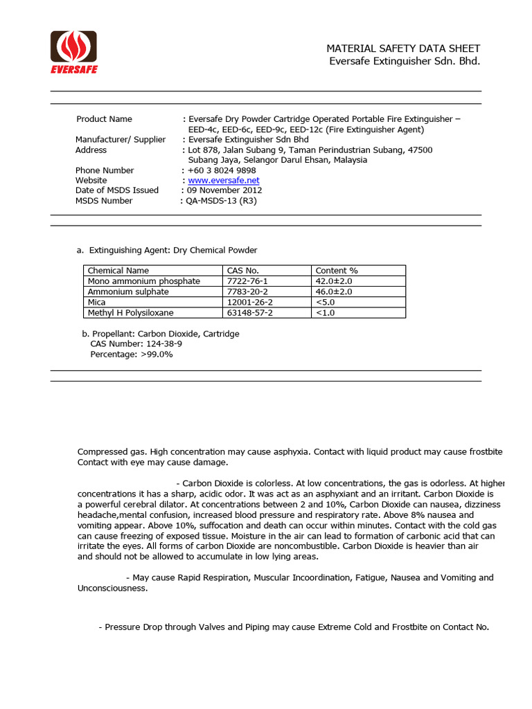 MSDS-Portable-COT-ABC | PDF | Carbon Dioxide | Firefighting