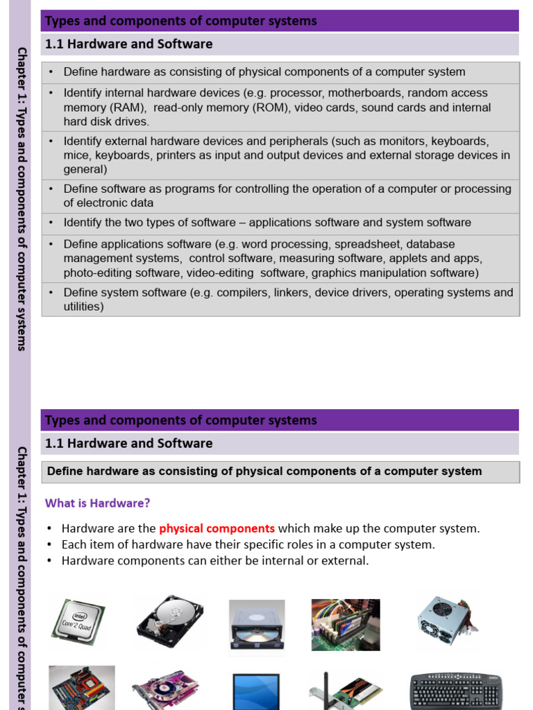 1.1 Hardware and Software | PDF | Computer Hardware | Input/Output