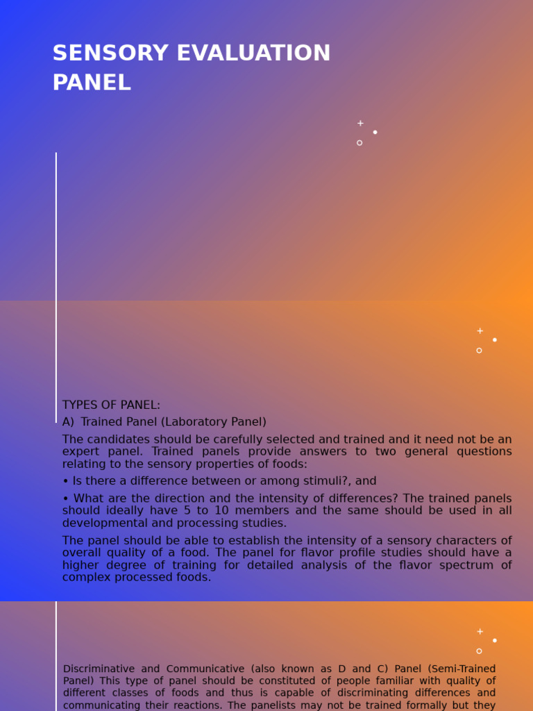 Sensory Evaluation Panel | PDF | Taste | Odor